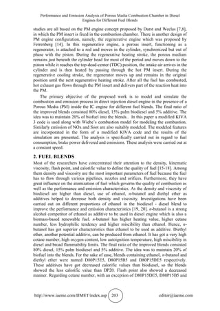PERFORMANCE AND EMISSION ANALYSIS OF POROUS MEDIA COMBUSTION CHAMBER IN ...