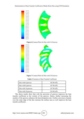 DETERMINATION OF HEAT TRANSFER COEFFICIENT OF BRAKE ROTOR DISC USING ...