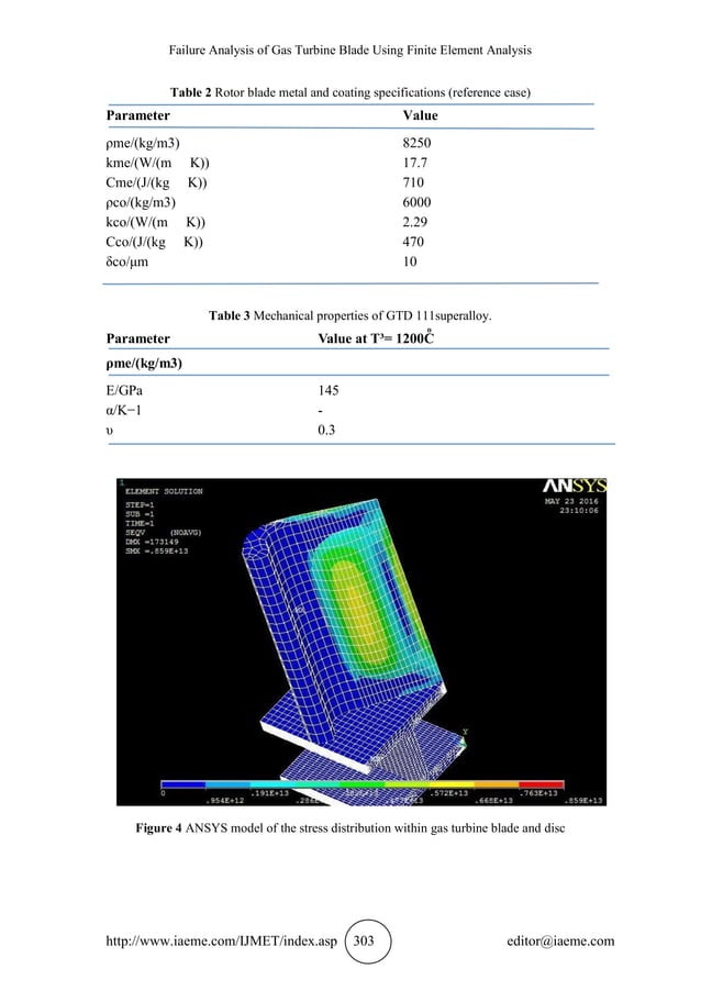 FAILURE ANALYSIS OF GAS TURBINE BLADE USING FINITE ELEMENT ANALYSIS | PDF