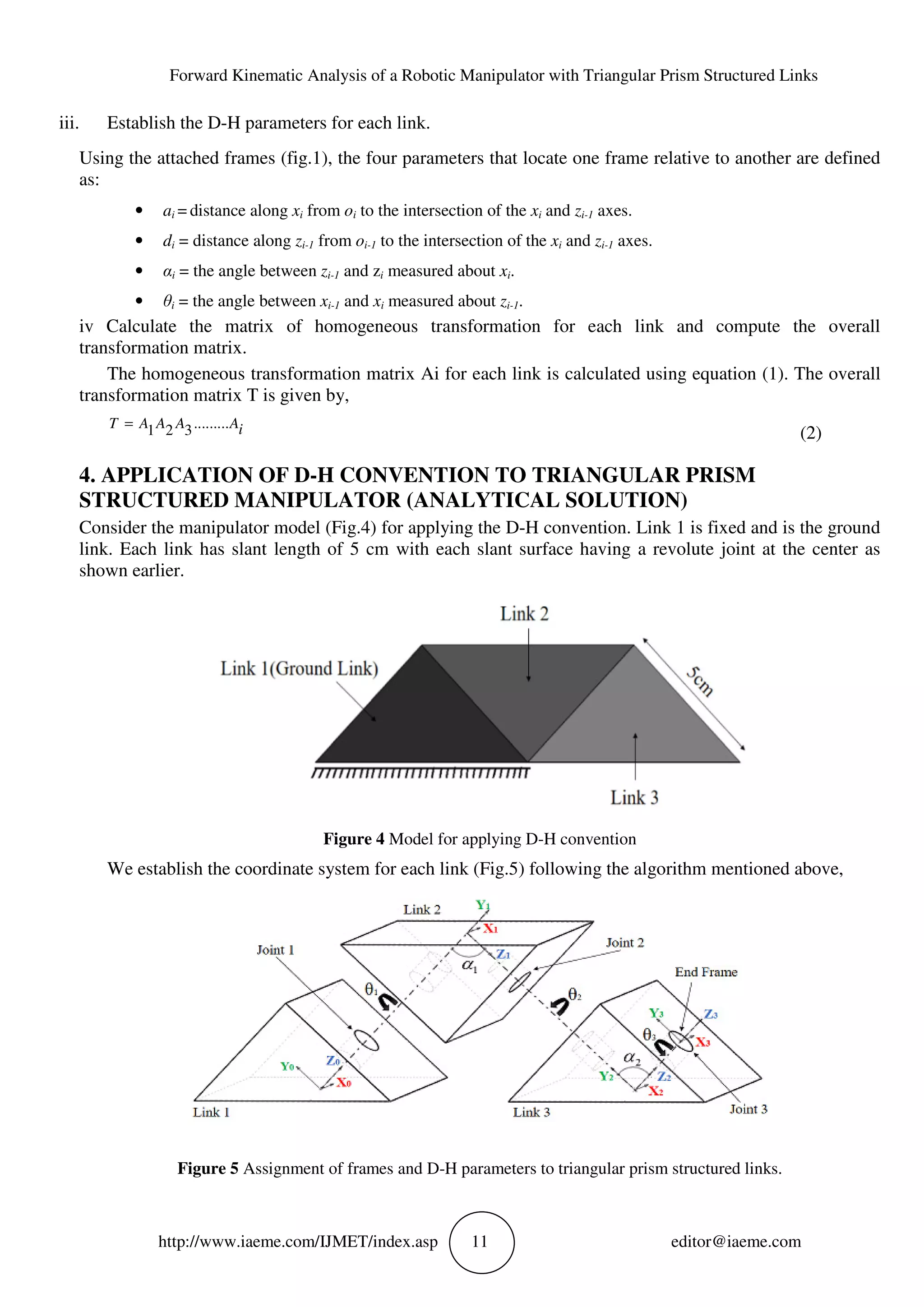 FORWARD KINEMATIC ANALYSIS OF A ROBOTIC MANIPULATOR WITH TRIANGULAR ...
