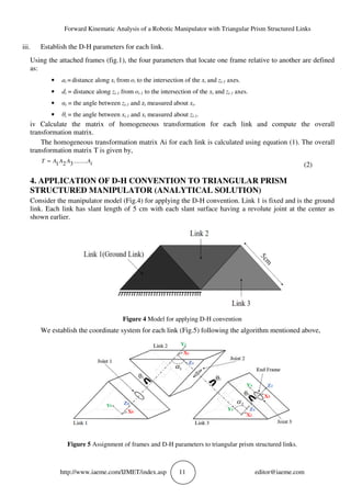 FORWARD KINEMATIC ANALYSIS OF A ROBOTIC MANIPULATOR WITH TRIANGULAR PRISM STRUCTURED LINKS | PDF