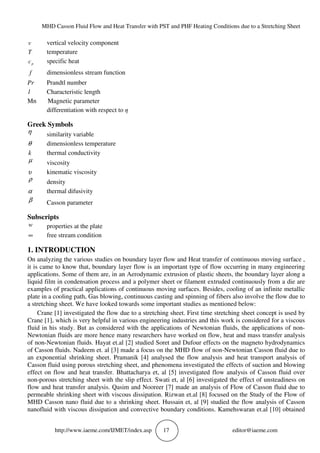 MHD CASSON FLUID FLOW AND HEAT TRANSFER WITH PST AND PHF HEATING ...