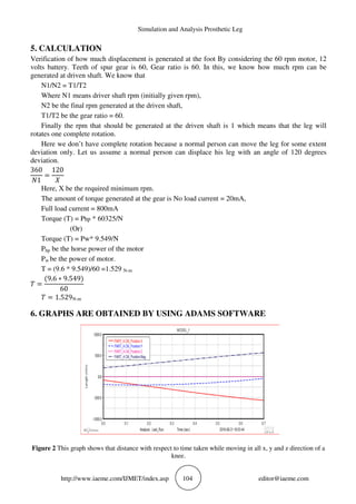 SIMULATION AND ANALYSIS PROSTHETIC LEG | PDF