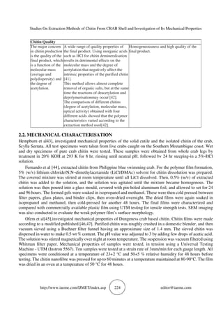 STUDIES ON EXTRACTION METHODS OF CHITIN FROM CRAB SHELL AND ...