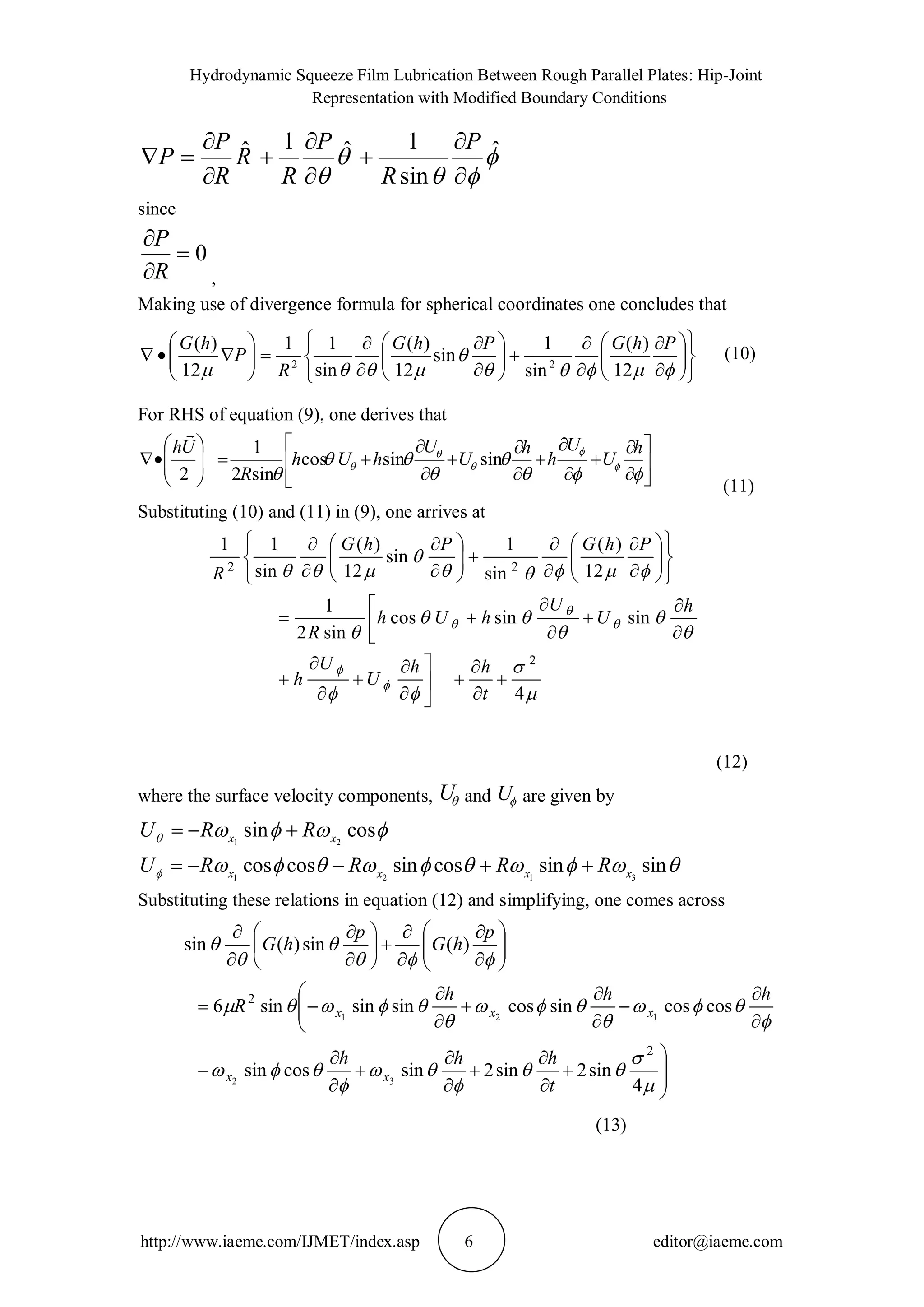 HYDRODYNAMIC SQUEEZE FILM LUBRICATION BETWEEN ROUGH PARALLEL PLATES ...