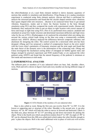 STATIC ANALYSIS OF A 6 - AXIS INDUSTRIAL ROBOT USING FINITE ELEMENT ...