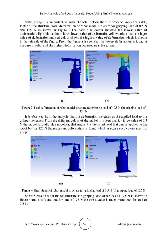 STATIC ANALYSIS OF A 6 - AXIS INDUSTRIAL ROBOT USING FINITE ELEMENT ANALYSIS | PDF