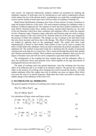 COMPARISON OF RESPONSE TO UNBALANCE OF OVERHUNG ROTOR SYSTEM FOR ...