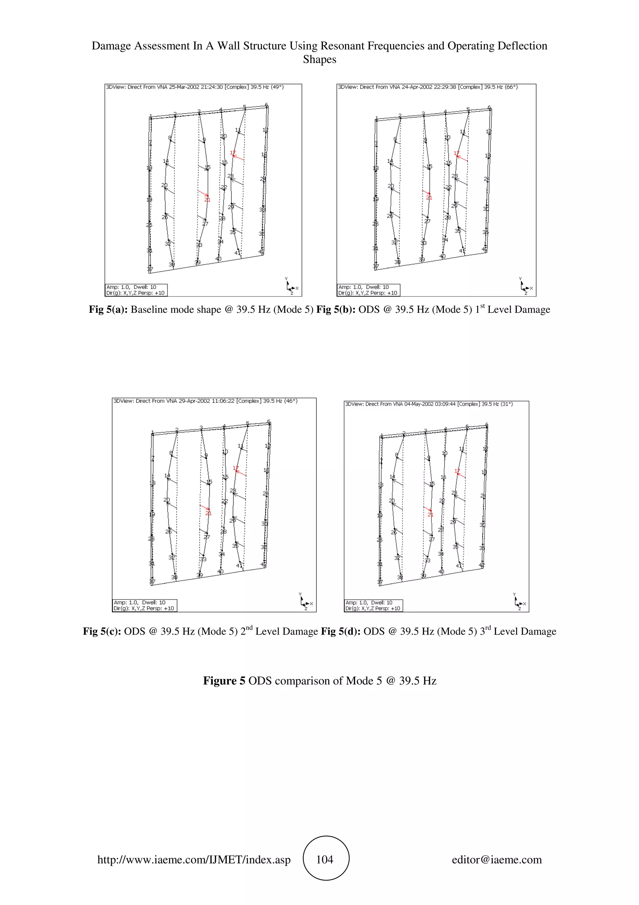 DAMAGE ASSESSMENT IN A WALL STRUCTURE USING RESONANT FREQUENCIES AND OPERATING DEFLECTION SHAPES ...
