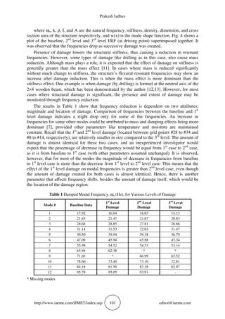 DAMAGE ASSESSMENT IN A WALL STRUCTURE USING RESONANT FREQUENCIES AND OPERATING DEFLECTION SHAPES ...