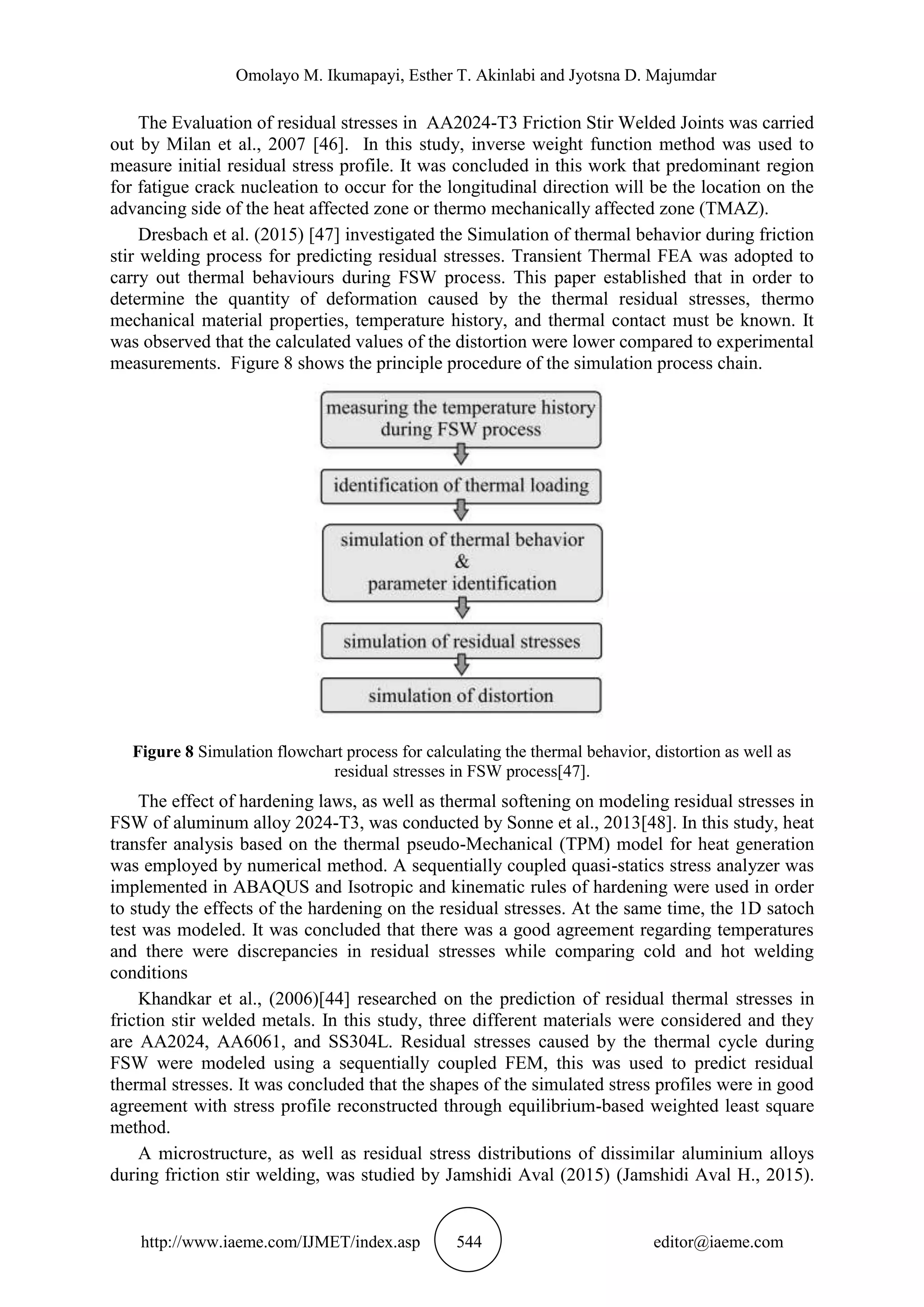 REVIEW ON THERMAL, THERMO-MECHANICAL AND THERMAL STRESS DISTRIBUTION DURING FRICTION STIR ...
