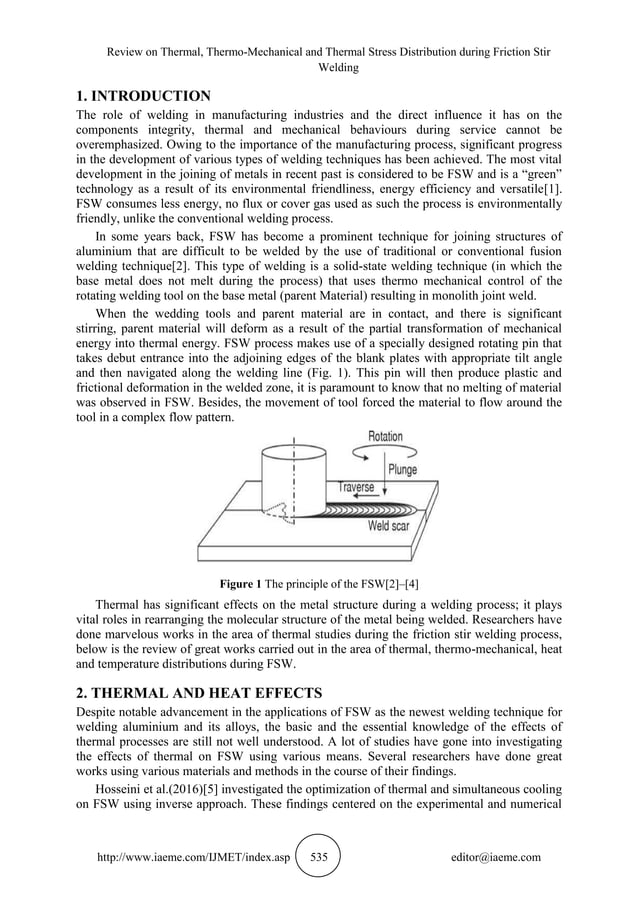 REVIEW ON THERMAL, THERMO-MECHANICAL AND THERMAL STRESS DISTRIBUTION DURING FRICTION STIR ...