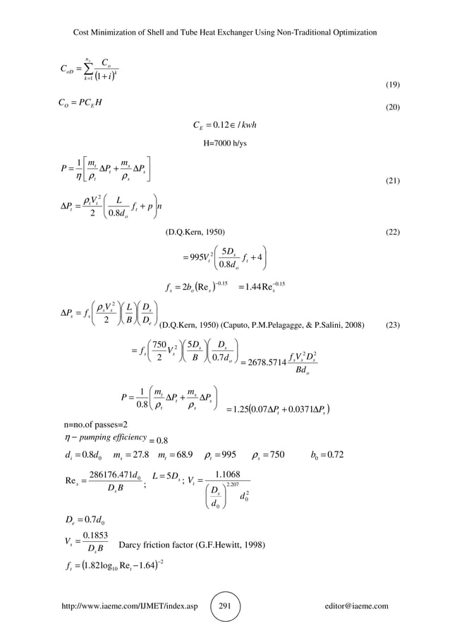 COST MINIMIZATION OF SHELL AND TUBE HEAT EXCHANGER USING NON-TRADITIONAL OPTIMIZATION | PDF