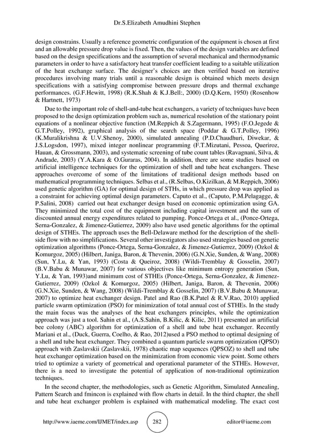 COST MINIMIZATION OF SHELL AND TUBE HEAT EXCHANGER USING NON-TRADITIONAL OPTIMIZATION | PDF