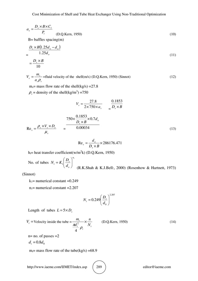 COST MINIMIZATION OF SHELL AND TUBE HEAT EXCHANGER USING NON-TRADITIONAL OPTIMIZATION | PDF