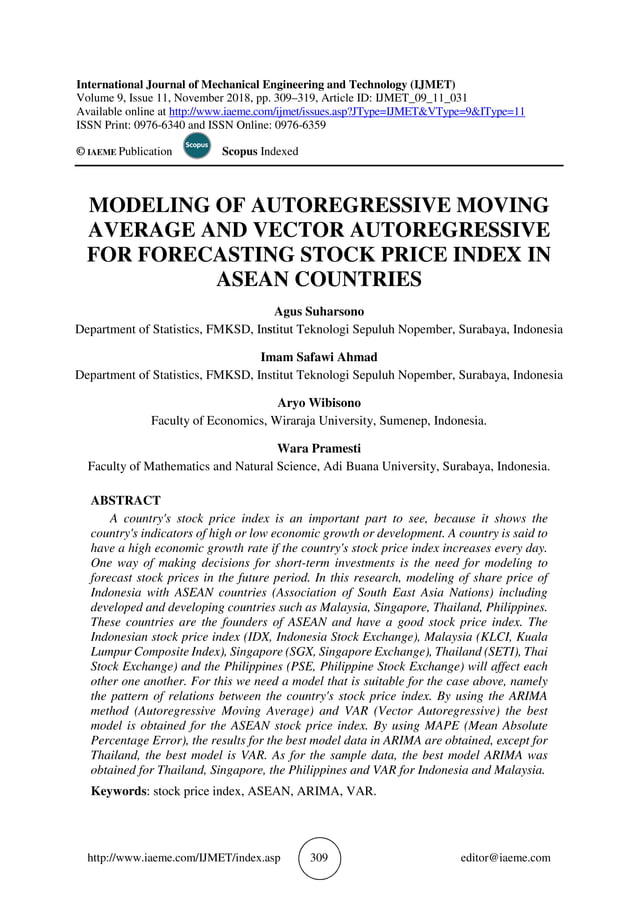 MODELING OF AUTOREGRESSIVE MOVING AVERAGE AND VECTOR AUTOREGRESSIVE FOR ...