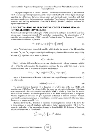 FRACTIONAL-ORDER PROPORTIONALINTEGRAL (FOPI) CONTROLLER FOR MECANUM ...