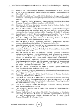 A CRITICAL REVIEW ON THE OPTIMIZATION METHODS IN SOLVING EXAM TIMETABLING AND SCHEDULING | PDF ...