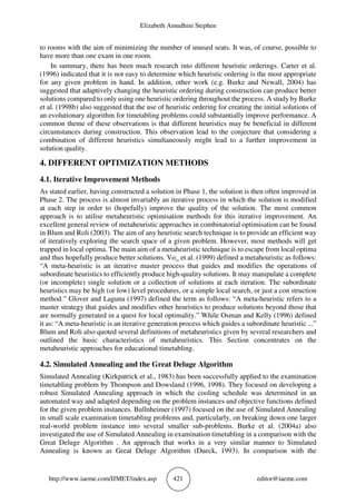 A CRITICAL REVIEW ON THE OPTIMIZATION METHODS IN SOLVING EXAM TIMETABLING AND SCHEDULING | PDF ...
