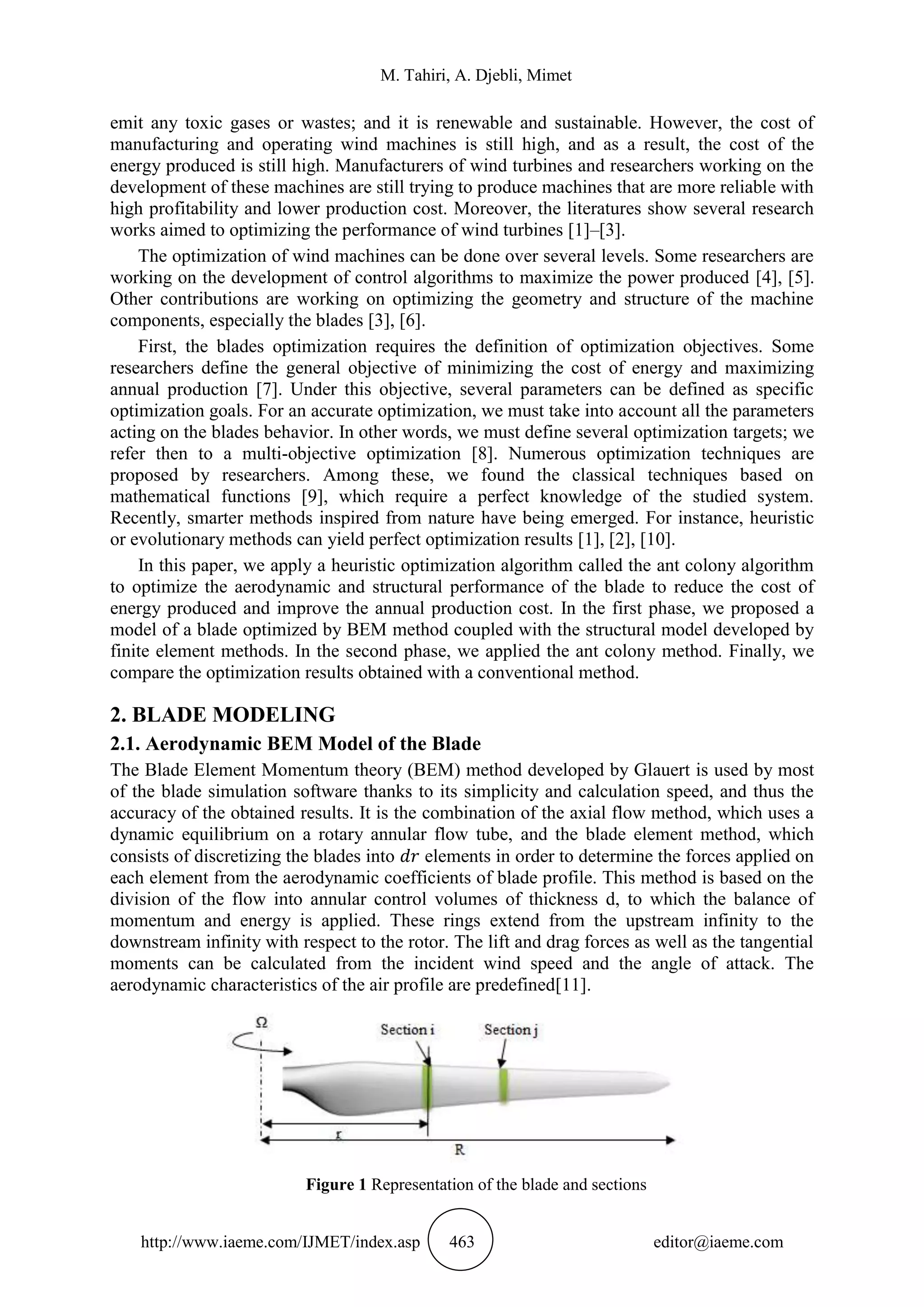 OPTIMIZATION OF AERODYNAMIC AND STRUCTURAL PERFORMANCES OF A WIND ...