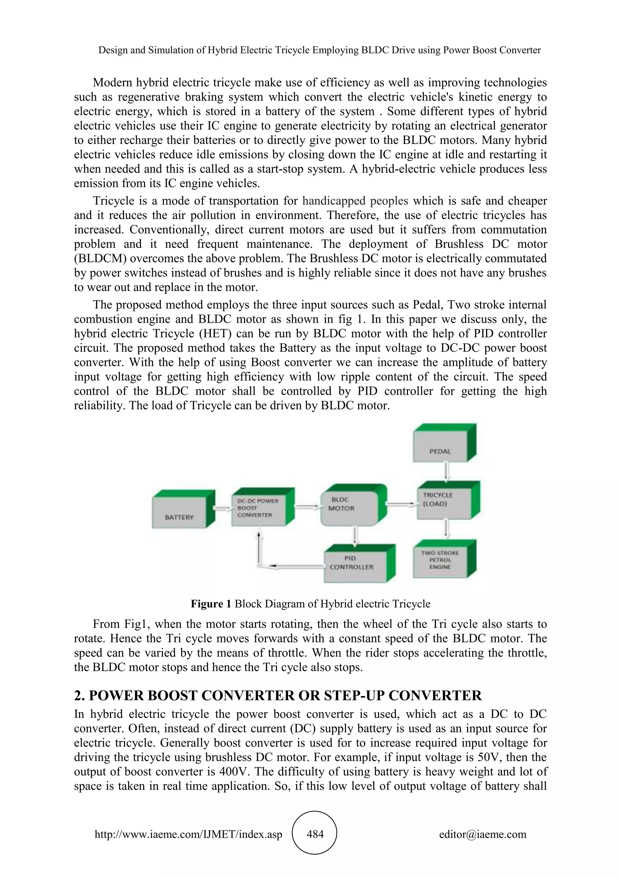 DESIGN AND SIMULATION OF HYBRID ELECTRIC TRICYCLE EMPLOYING BLDC DRIVE ...