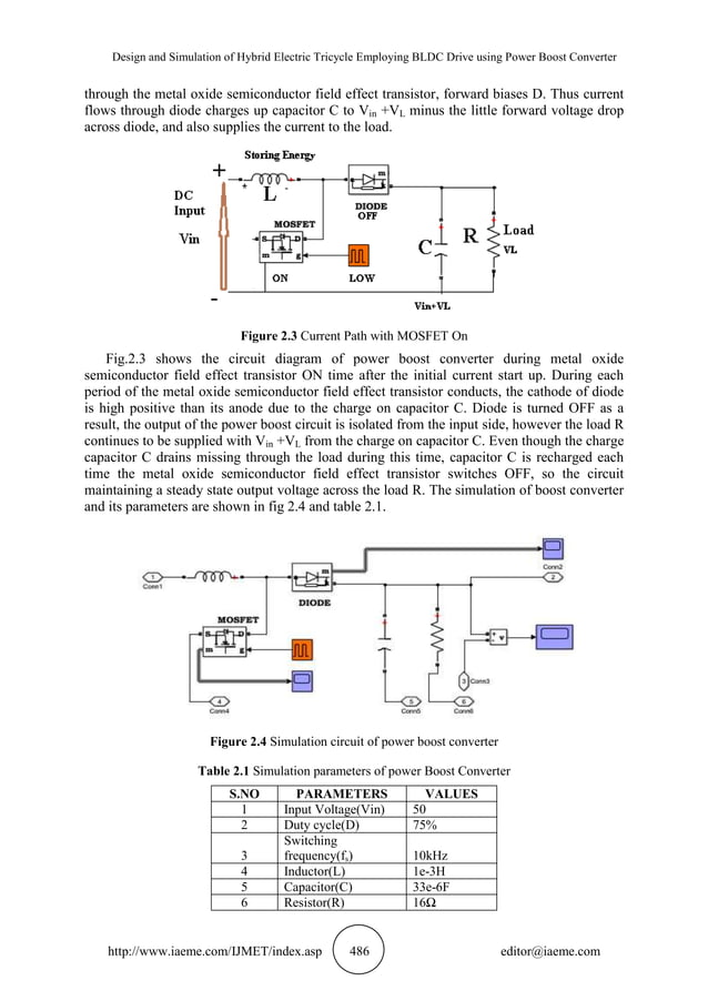 DESIGN AND SIMULATION OF HYBRID ELECTRIC TRICYCLE EMPLOYING BLDC DRIVE USING POWER BOOST ...