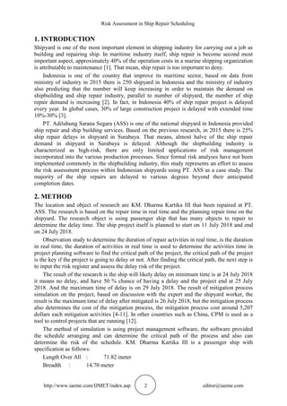 RISK ASSESSMENT IN SHIP REPAIR SCHEDULING | PDF