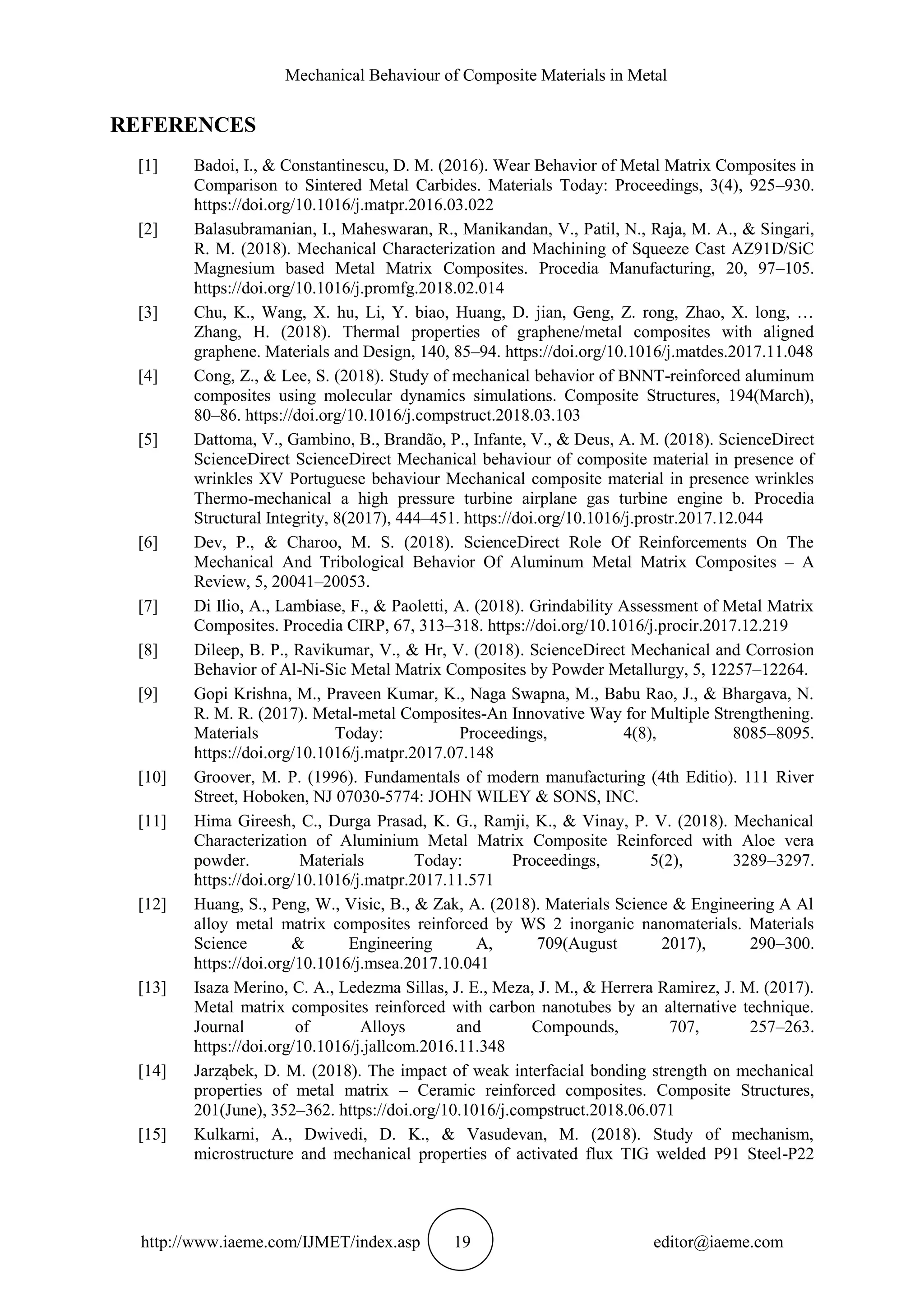 MECHANICAL BEHAVIOUR OF COMPOSITE MATERIALS IN METAL | PDF