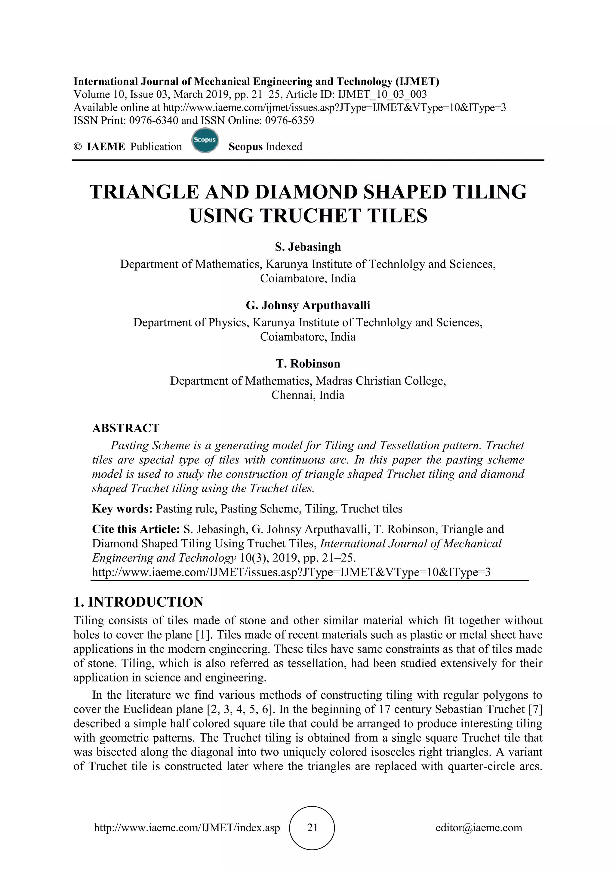 TRIANGLE AND DIAMOND SHAPED TILING USING TRUCHET TILES | PDF