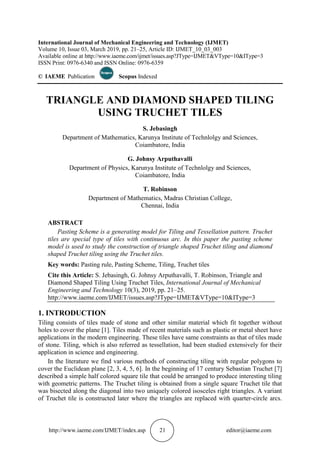 TRIANGLE AND DIAMOND SHAPED TILING USING TRUCHET TILES | PDF