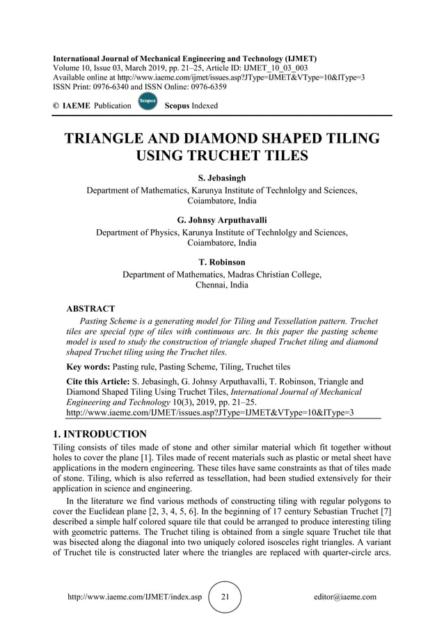 TRIANGLE AND DIAMOND SHAPED TILING USING TRUCHET TILES | PDF