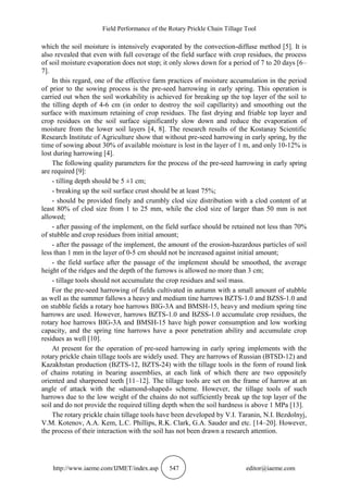 FIELD PERFORMANCE OF THE ROTARY PRICKLE CHAIN TILLAGE TOOL | PDF ...