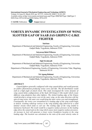 VORTEX DYNAMIC INVESTIGATION OF WING SLOTTED GAP OF SAAB JAS GRIPEN C ...