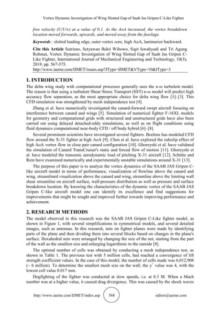 VORTEX DYNAMIC INVESTIGATION OF WING SLOTTED GAP OF SAAB JAS GRIPEN C-LIKE FIGHTER | PDF ...