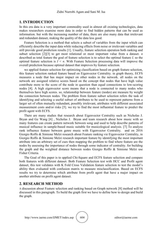 PROFIT AGENT CLASSIFICATION USING FEATURE SELECTION EIGENVECTOR CENTRALITY | PDF