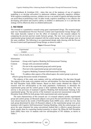 COGNITIVE MODELING EFFECT: ENHANCING STUDENT SELF DISCIPLINE THROUGH SELF INSTRUCTIONAL TRAINING ...