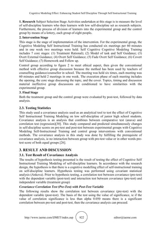 COGNITIVE MODELING EFFECT: ENHANCING STUDENT SELF DISCIPLINE THROUGH ...