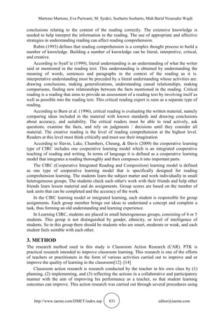 IMPROVING THE READING COMPREHENSION ABILITY BY APPLYING THE COOPERATIVE INTEGRATED READING AND ...