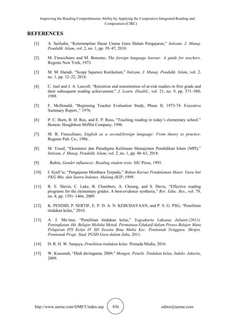 IMPROVING THE READING COMPREHENSION ABILITY BY APPLYING THE COOPERATIVE INTEGRATED READING AND ...