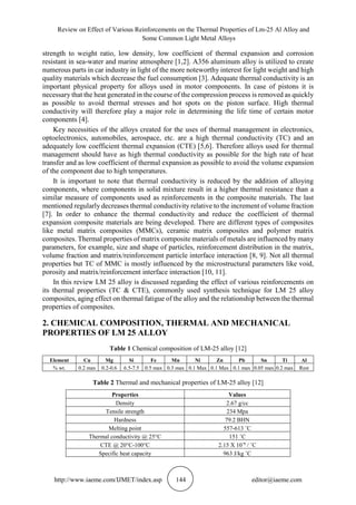 REVIEW ON EFFECT OF VARIOUS REINFORCEMENTS ON THE THERMAL PROPERTIES OF ...