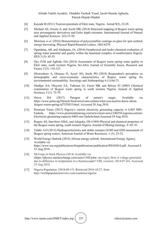 HARNESSING THE GEOTHERMAL PROPERTIES OF IKOGOSI WARM SPRING FOR POWER ...