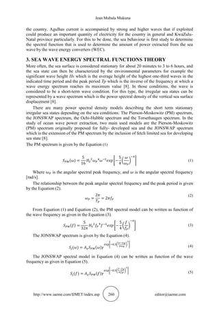DETERMINATION OF KWAZULU-NATAL SEA STATE PARAMETERS FOR THE SPECTRAL FUNCTIONS | PDF