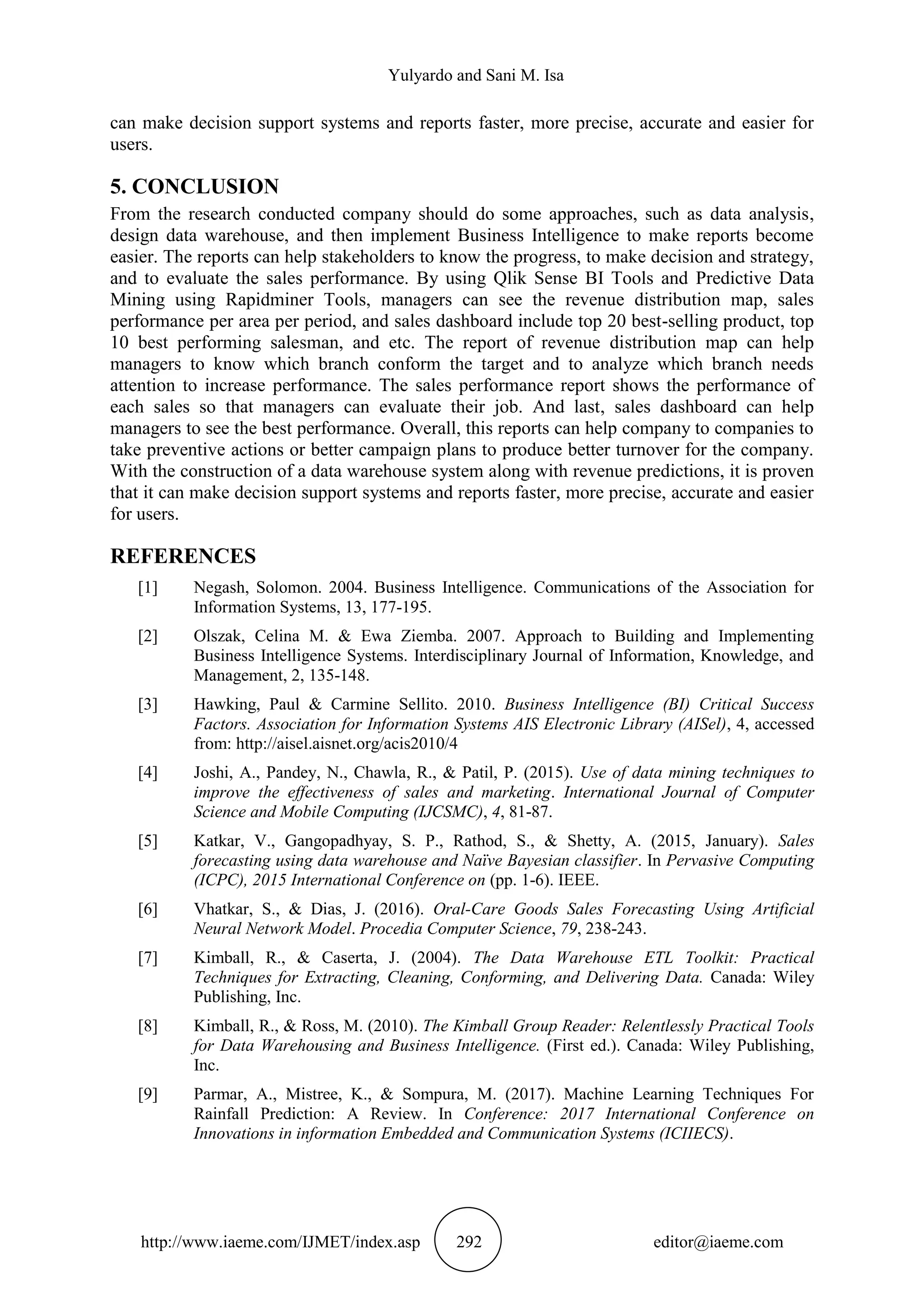 PREDICTIVE BUSINESS INTELLIGENCE: CONSUMER GOODS SALES FORECASTING ...