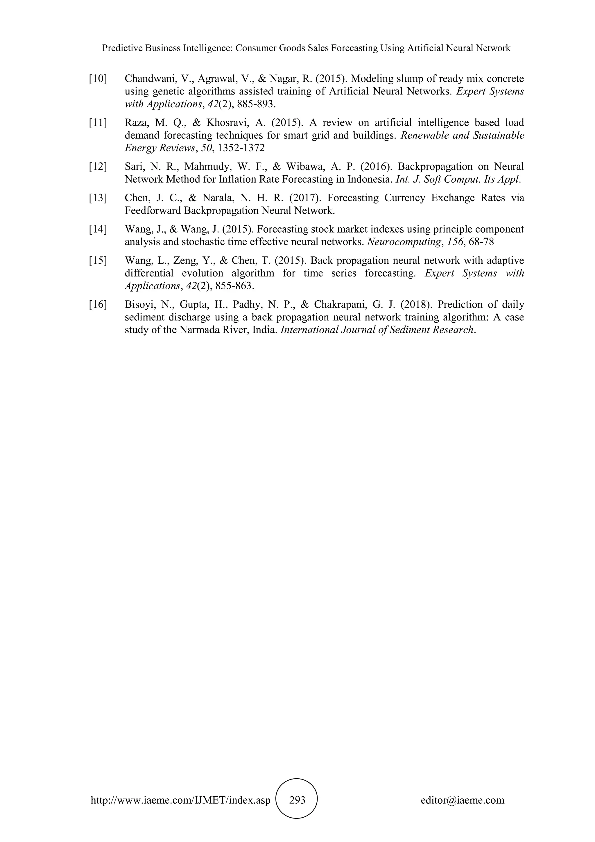 PREDICTIVE BUSINESS INTELLIGENCE: CONSUMER GOODS SALES FORECASTING ...