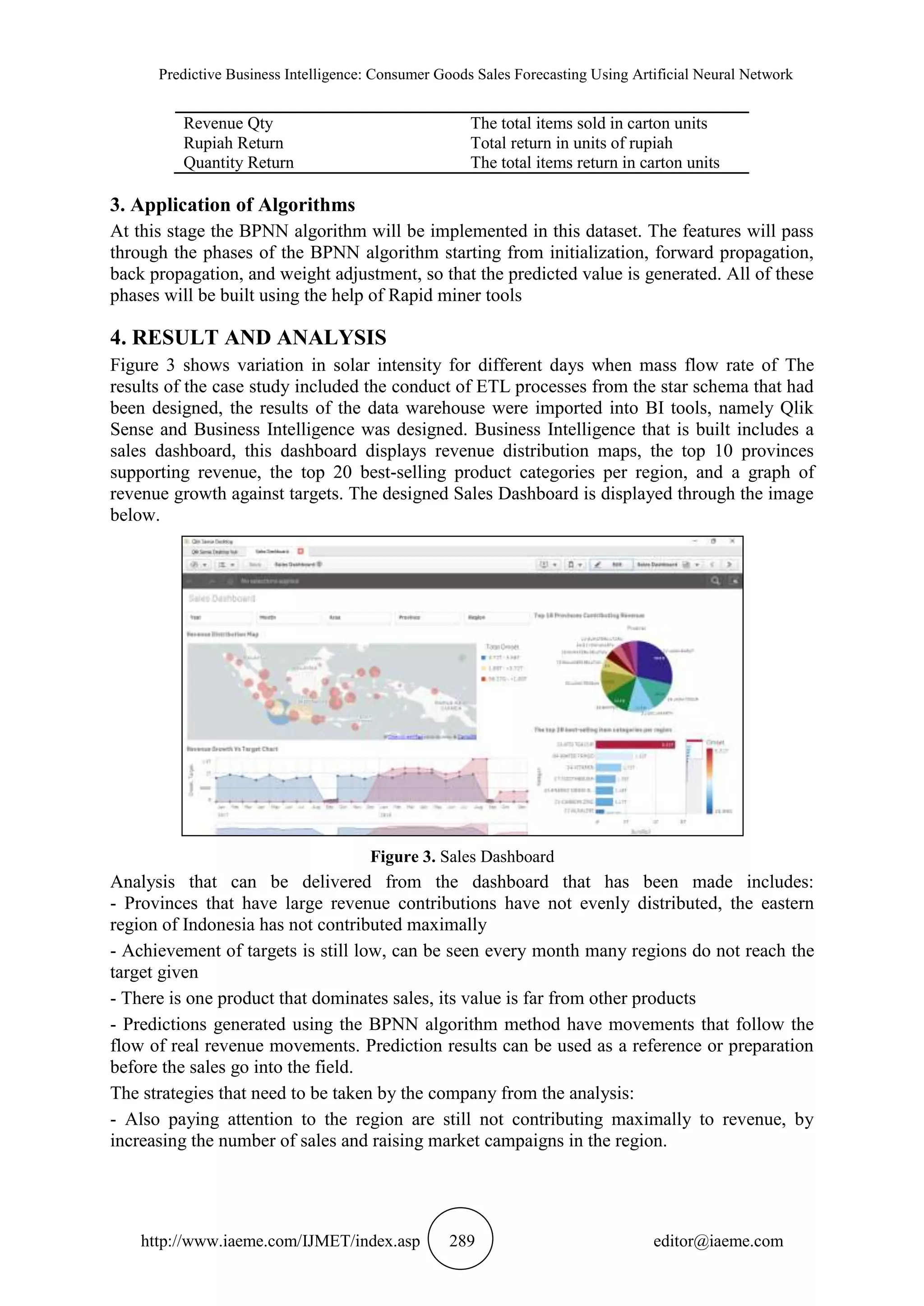 PREDICTIVE BUSINESS INTELLIGENCE: CONSUMER GOODS SALES FORECASTING USING ARTIFICIAL NEURAL ...