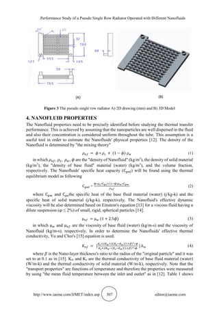 PERFORMANCE STUDY OF A PSEUDO SINGLE ROW RADIATOR OPERATED WITH ...