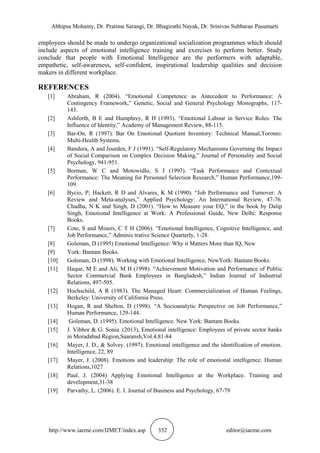 EFFECTS OF EMOTIONAL INTELLIGENCE ON JOB PERFORMANCE: AN EMPIRICAL STUDY IN PRIVATE SECTOR ...