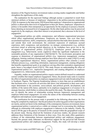 EFFECT OF ORGANISATIONAL POLITICS ON EMPLOYEE ENGAGEMENT | PDF