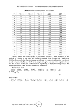 SIZE OPTIMIZATION DESIGN OF THREEWHEELED MOTORCYCLE FRAME WITH CARGO ...