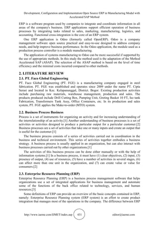 DEVELOPMENT, CONFIGURATION AND IMPLEMENTATION OPEN SOURCE ERP IN MANUFACTURING MODUL WITH ...